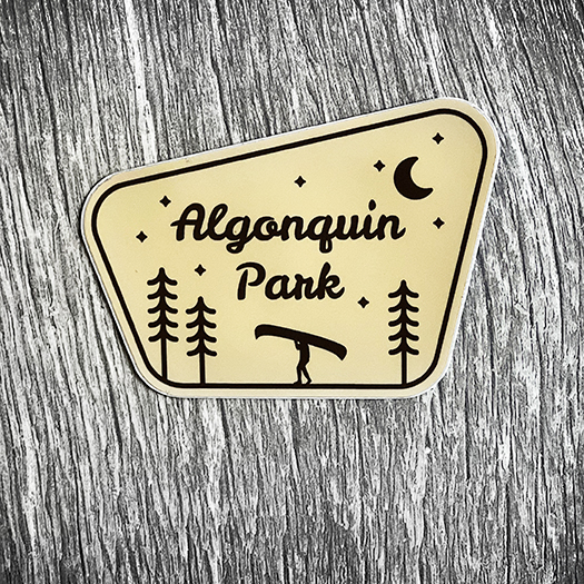 STICKER: "Algonquin Park" Portage Man Trees & Moon - The Portage Outpost